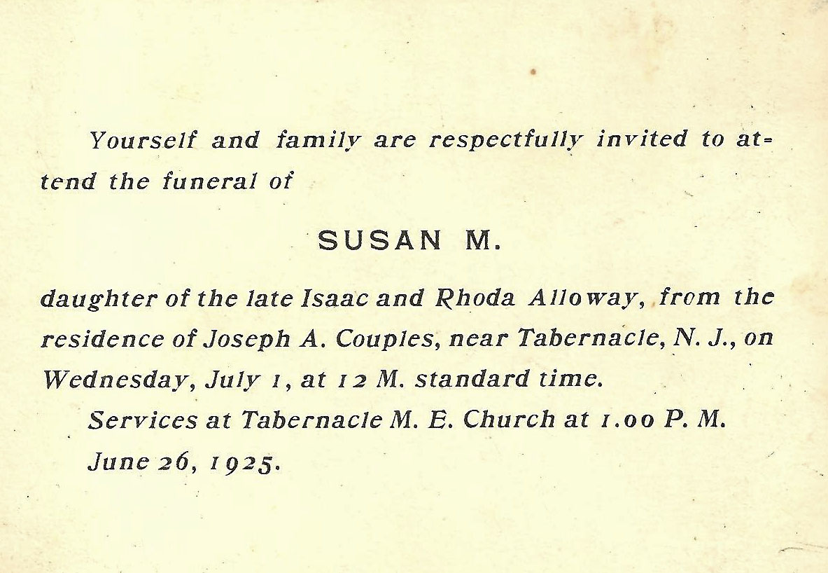 Funeral Invitations – Tabernacle Historical Society