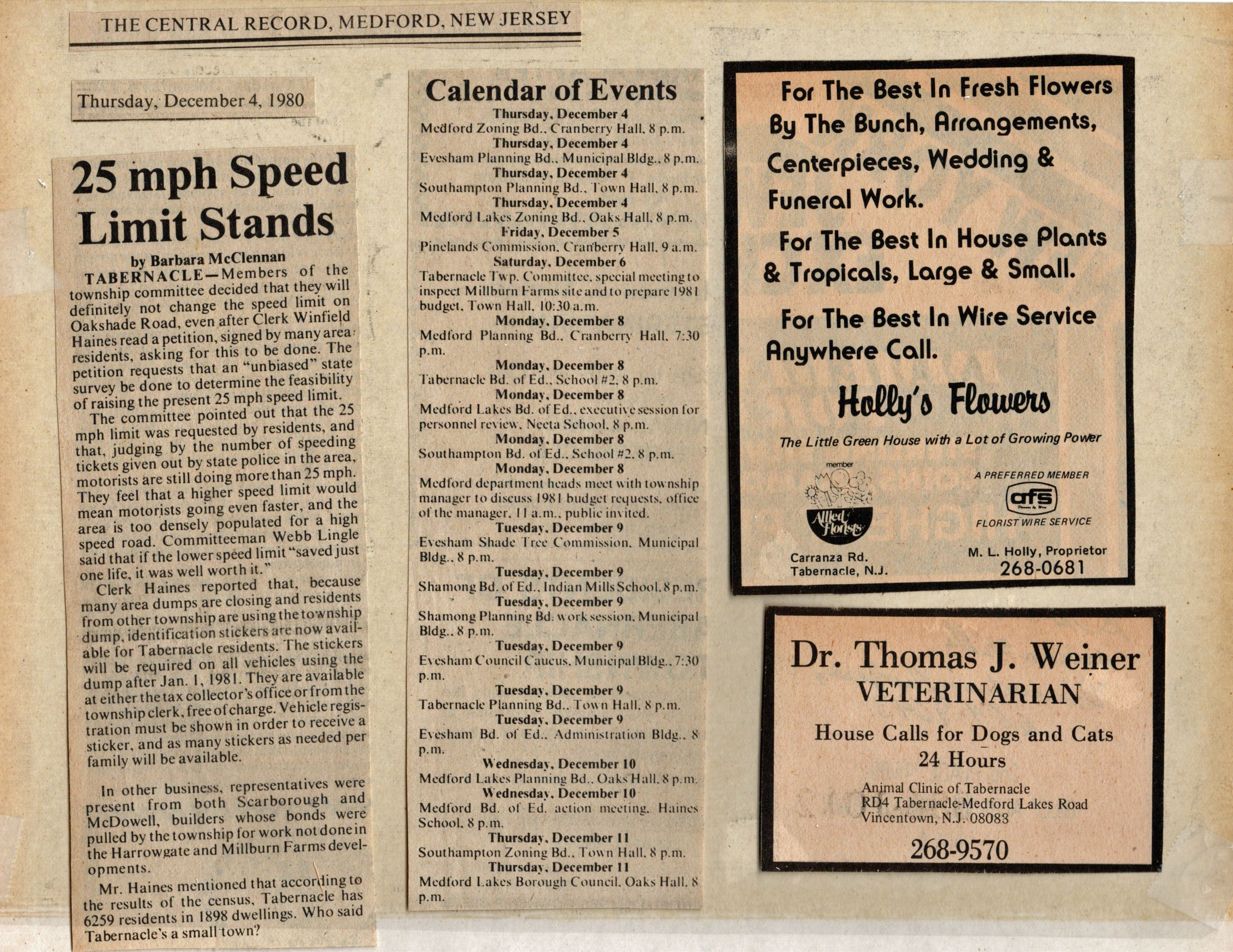 1980 Newspaper Notes – Tabernacle Historical Society