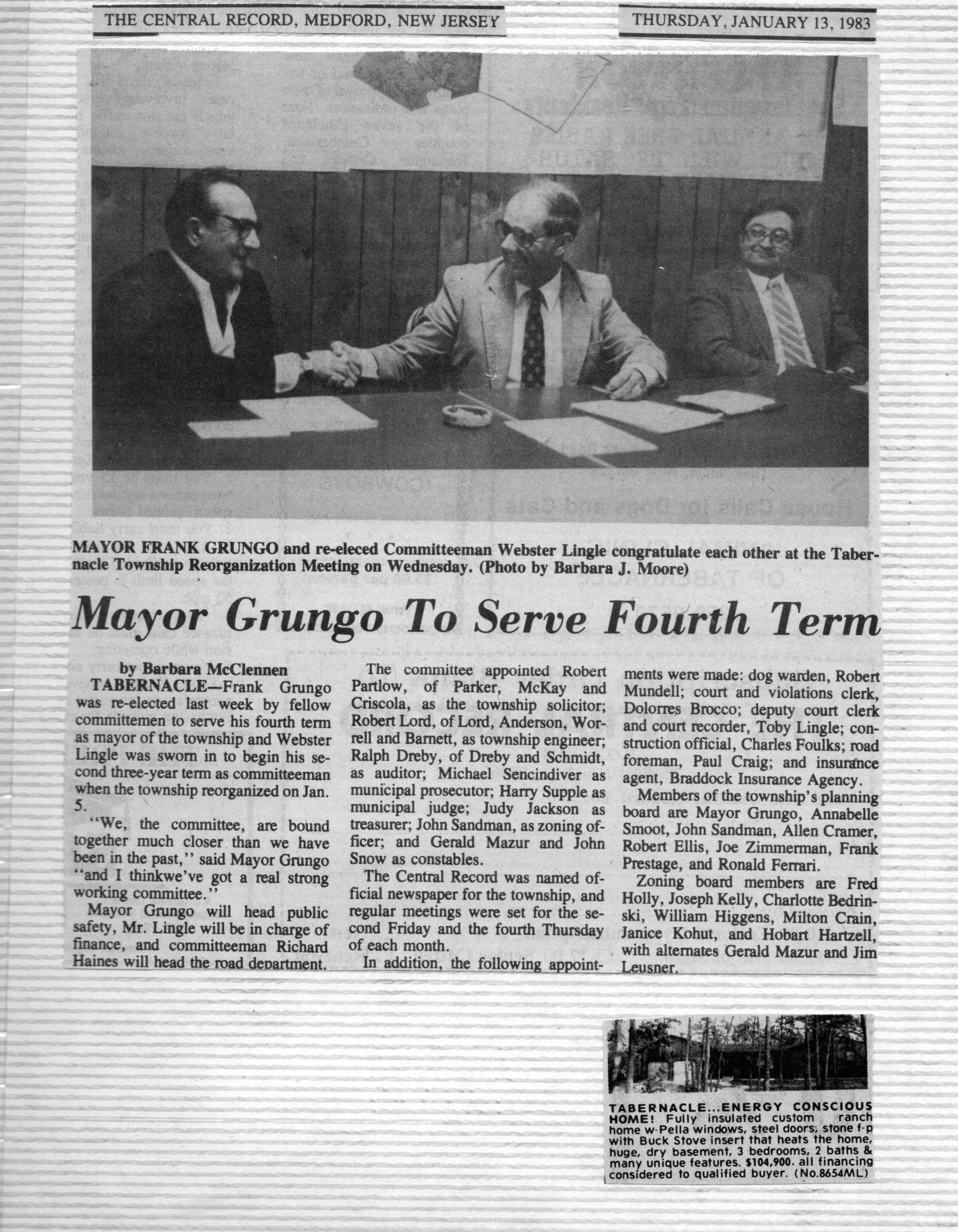 1983 Newspaper Notes – Tabernacle Historical Society