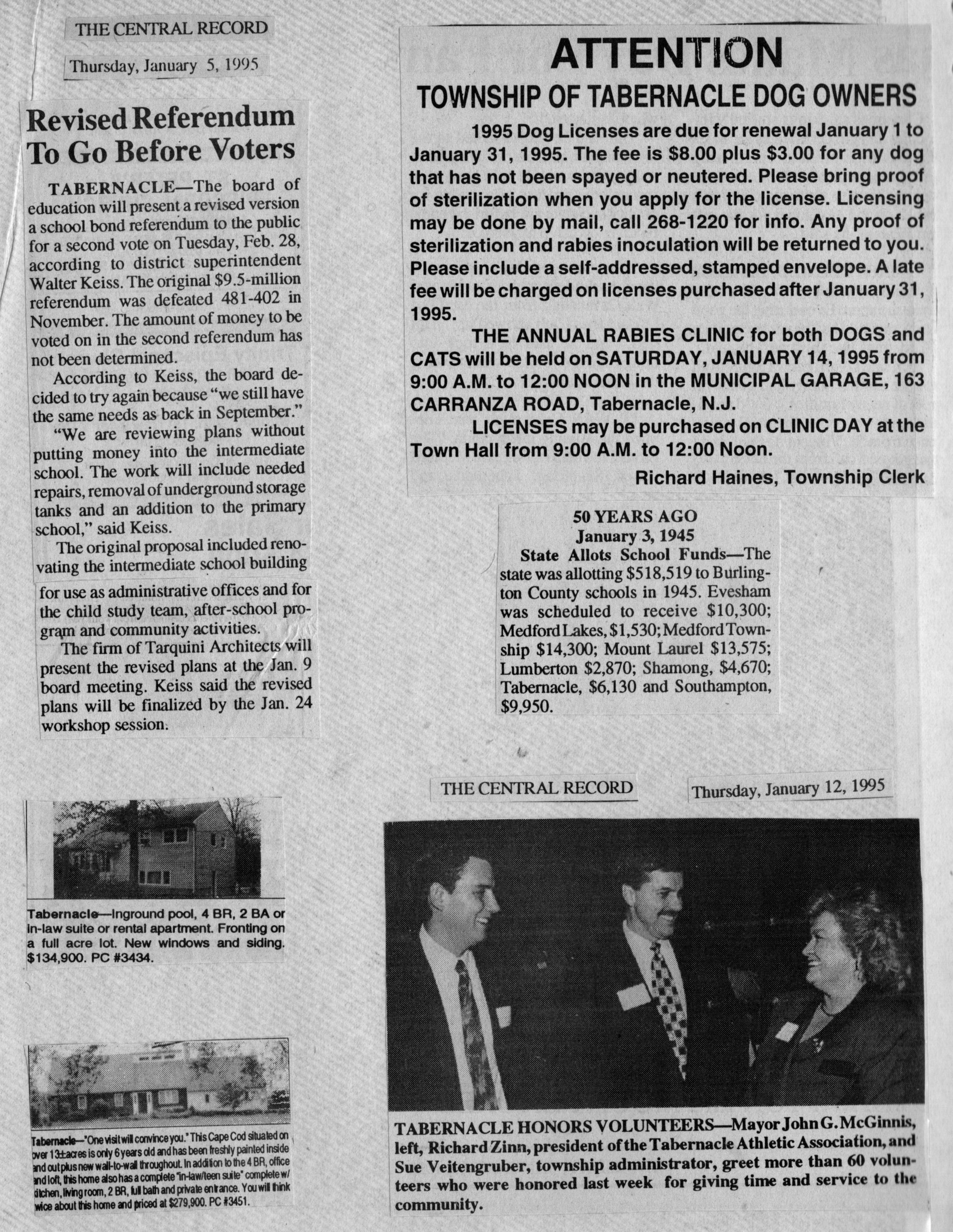 1995 Newspaper Notes – Tabernacle Historical Society